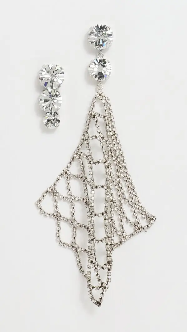 Isabel Marant Étoile Crystal Mesh Asymmetric Drop Earrings