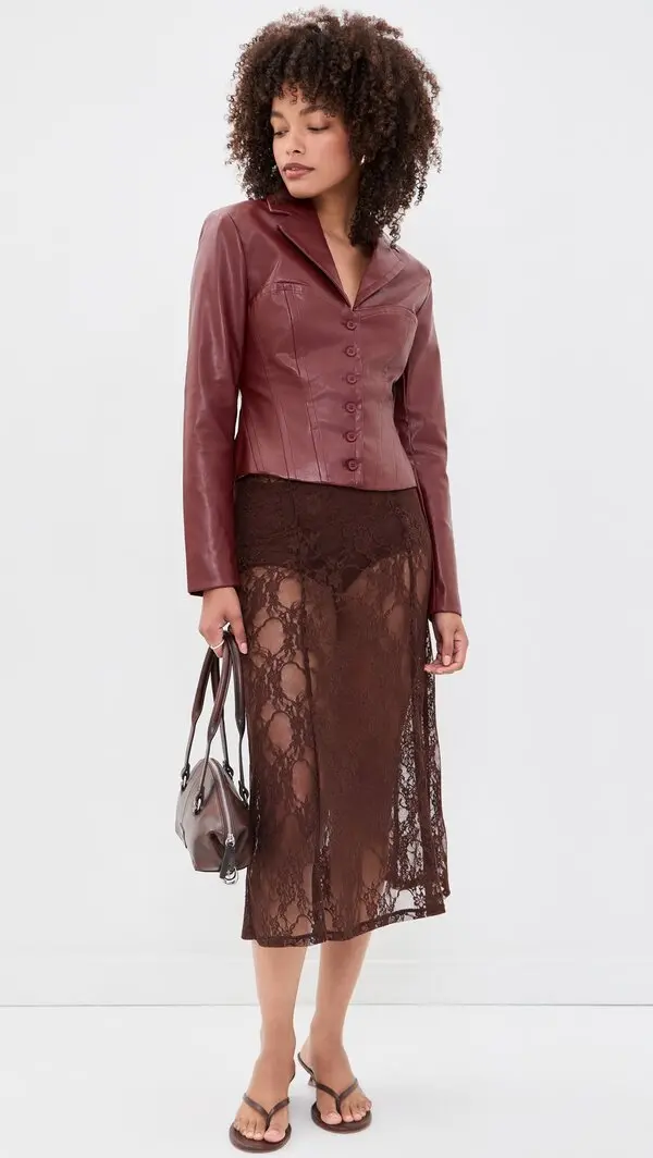 Lioness Merci Cropped Faux Leather Jacket With Notched Lapels