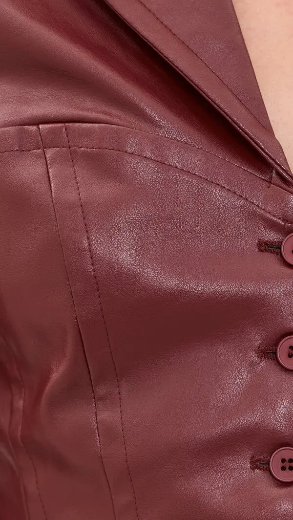 Lioness Merci Cropped Faux Leather Jacket With Notched Lapels