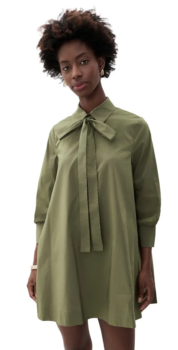 English Factory Bow Shirt Dress - Olive