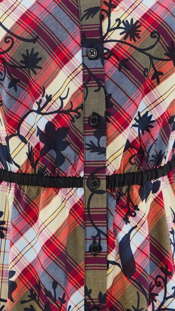 Rosie Assoulin Floral Plaid Cotton Dress