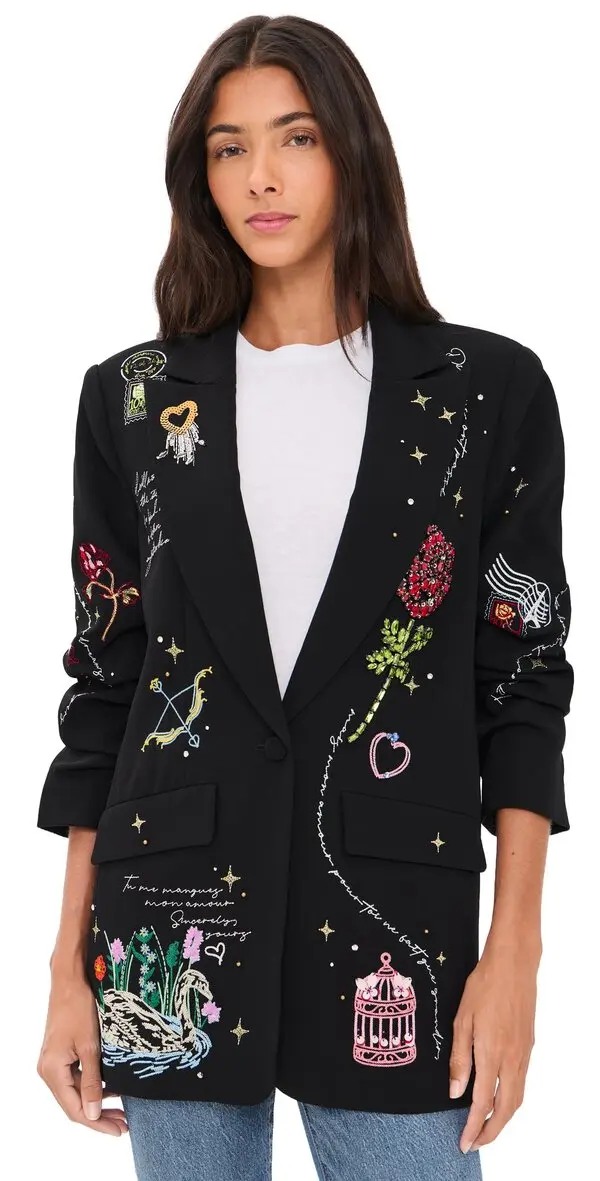 Cinq À Sept Kelsa Blazer With Embroidered Detailing - Black/multi