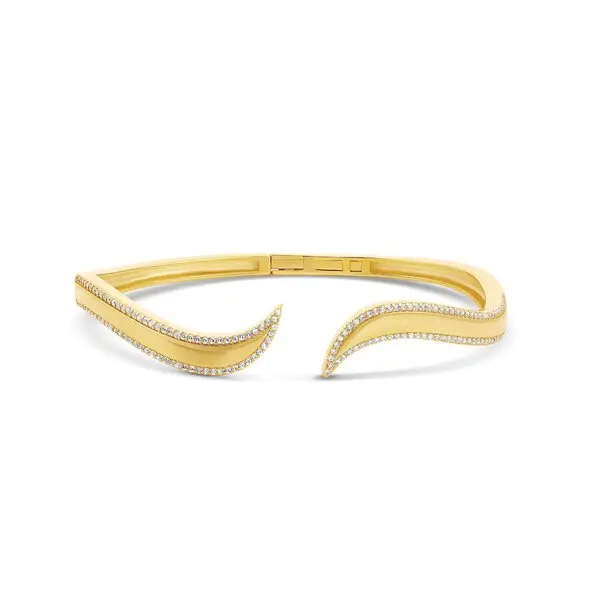 SHYMI Pave Outline Curl Cuff Bracelet - Gold