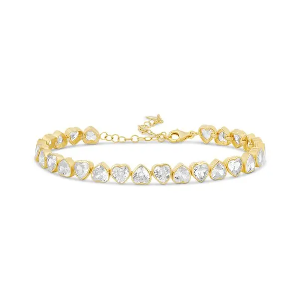 SHYMI Alternating Bezel-set Heart Tennis Bracelet - Gold