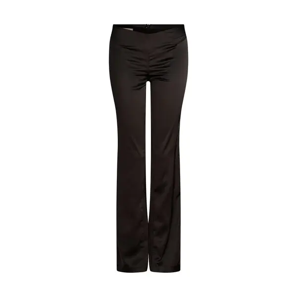 LOVE AND NOSTALGIA Motor Running Stretch Satin Boot-cut Pants - Black