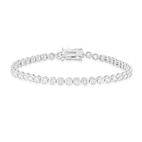SHYMI Classic Two Mm Bezel Set Tennis Bracelet - Silver