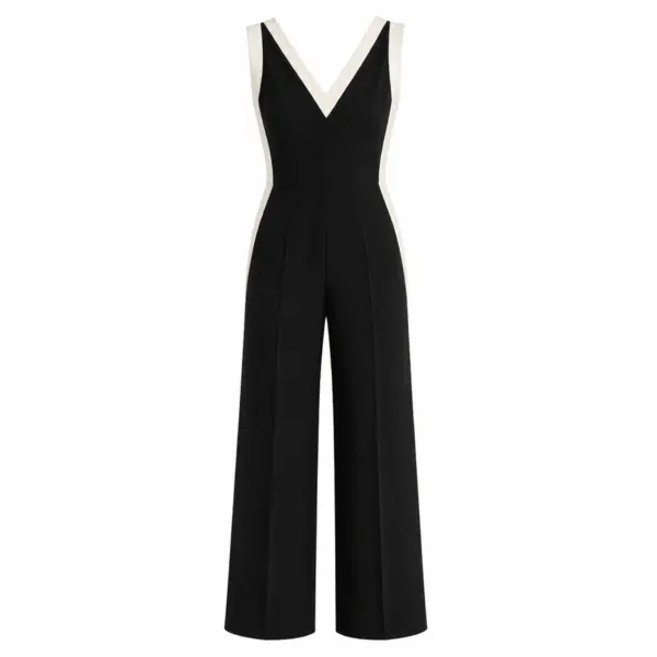 EXQUISE Meadow Jumpsuit Sleeveless V-neck Wide-leg Design - Black