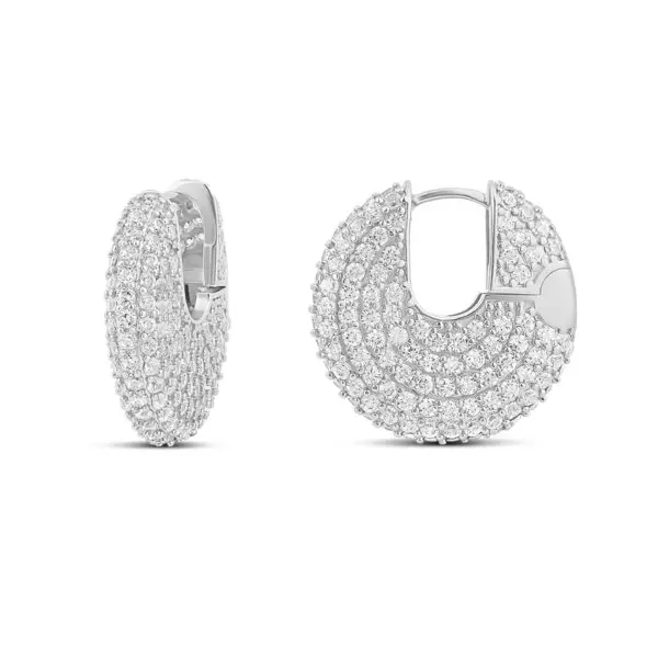 SHYMI Pave Button Earrings - Silver