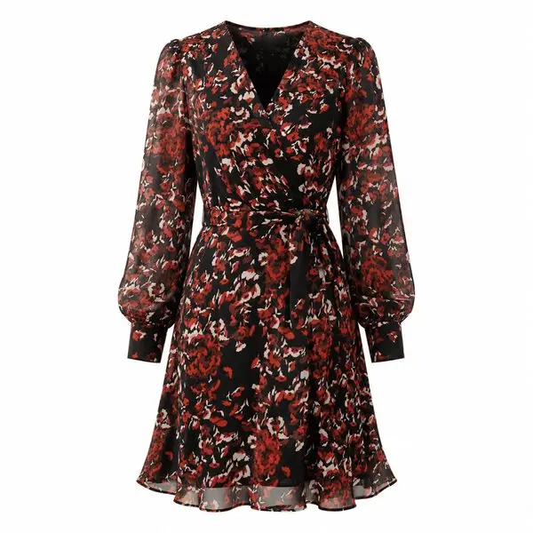 EXQUISE Prim Mini Dress Multi Color - Brown