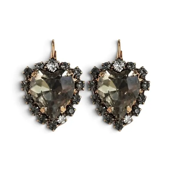 VSTYLE Swarovski Heart Crystal Earrings - Grey