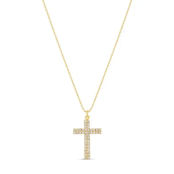 SHYMI Double Pave Cross Necklace - Gold