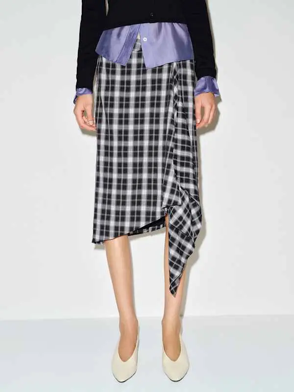 REFORMATION Cece Plaid Wrap Skirt