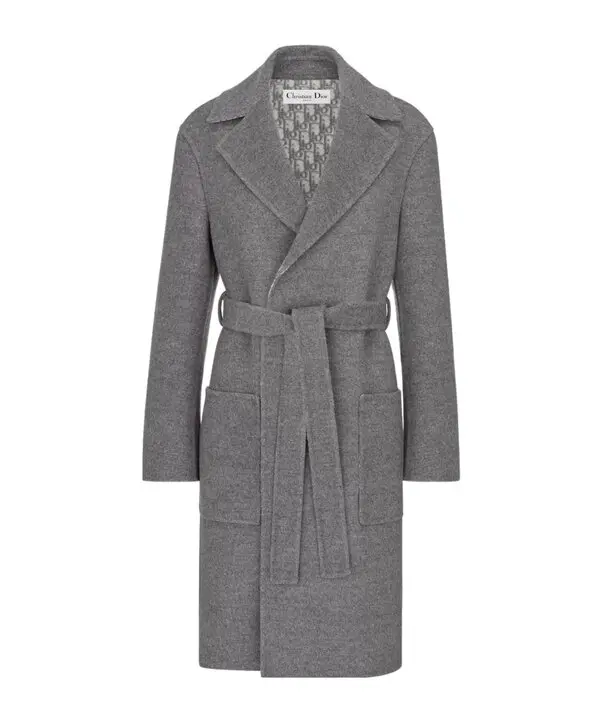 Dior Coat With Belt - Gray