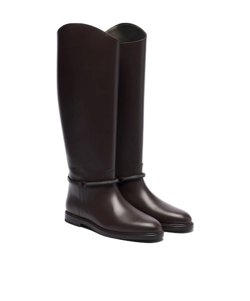 Brunello Cucinelli Solid Color Leather Knee-high Boots