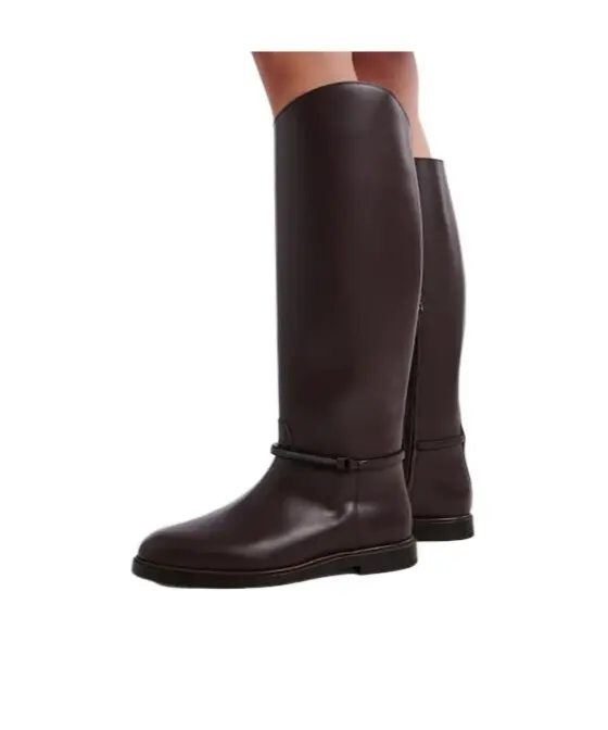 Brunello Cucinelli Solid Color Leather Knee-high Boots