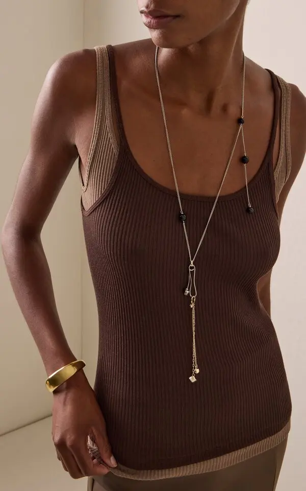 LEMAIRE Thistle Brass And Onyx Necklace