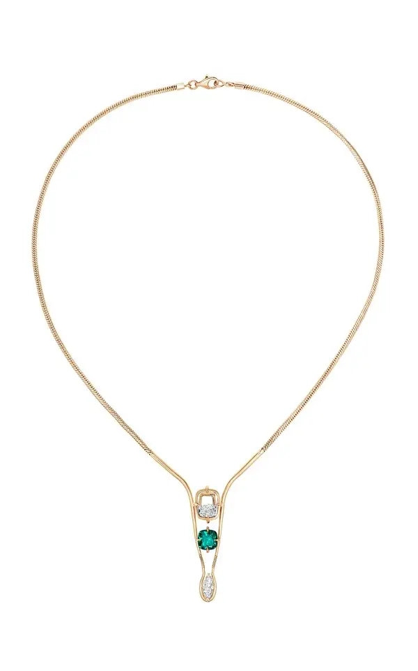 Moritz Glik 18k Yellow Gold Ita Y Necklace - Green