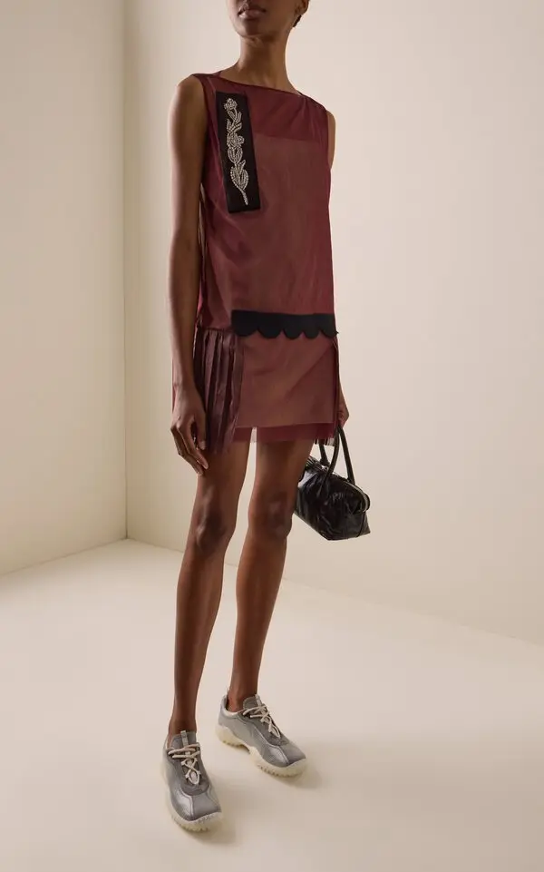 Miu Miu Embroidered Cotton-tulle Mini Dress