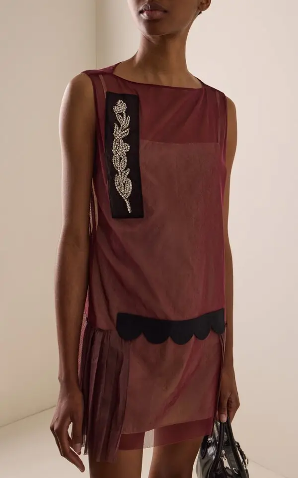 Miu Miu Embroidered Cotton-tulle Mini Dress