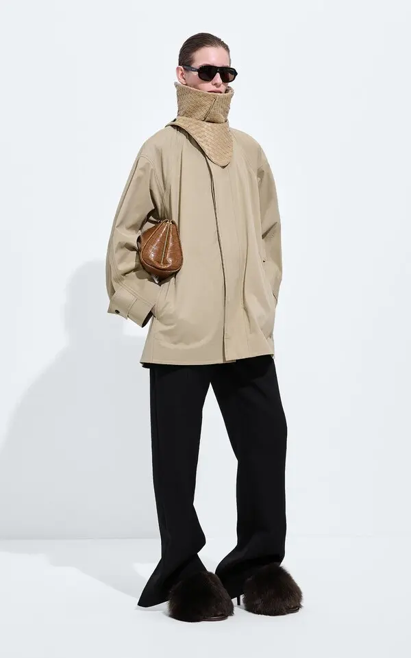 Bottega Veneta Leather-trimmed Short Cotton Trench Coat