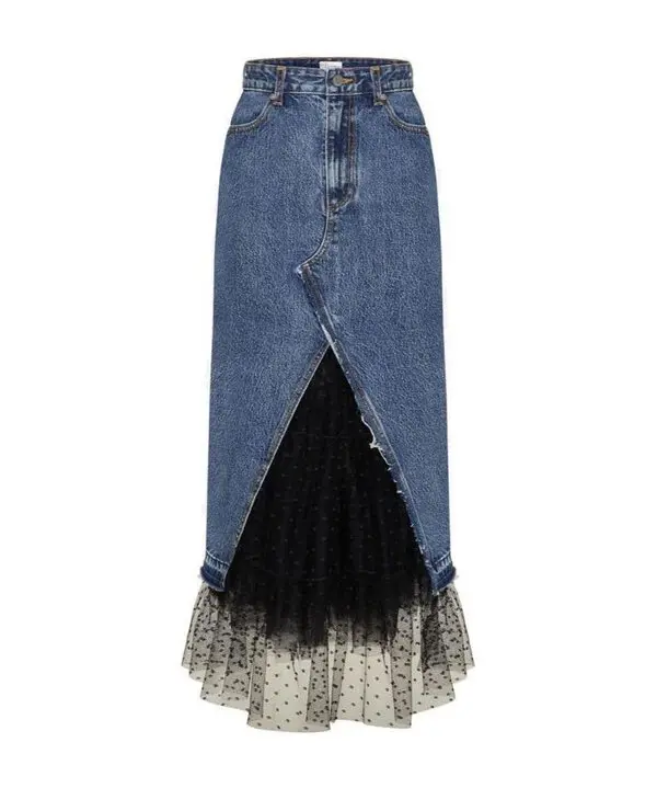 Red Valentino A-shaped Denim Skirt - Blue