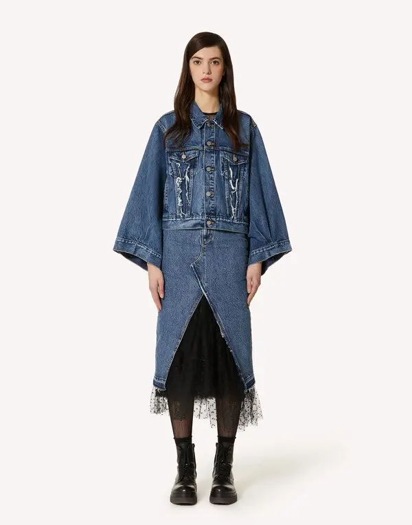 Red Valentino A-shaped Denim Skirt