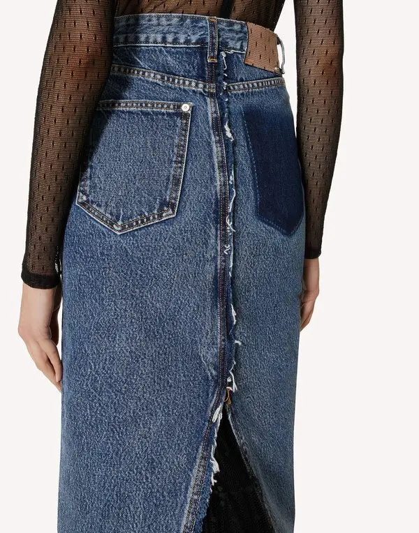 Red Valentino A-shaped Denim Skirt