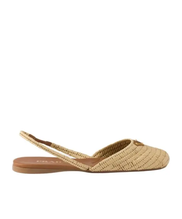 Prada Crochet Slingback Ballerinas - Light Brown