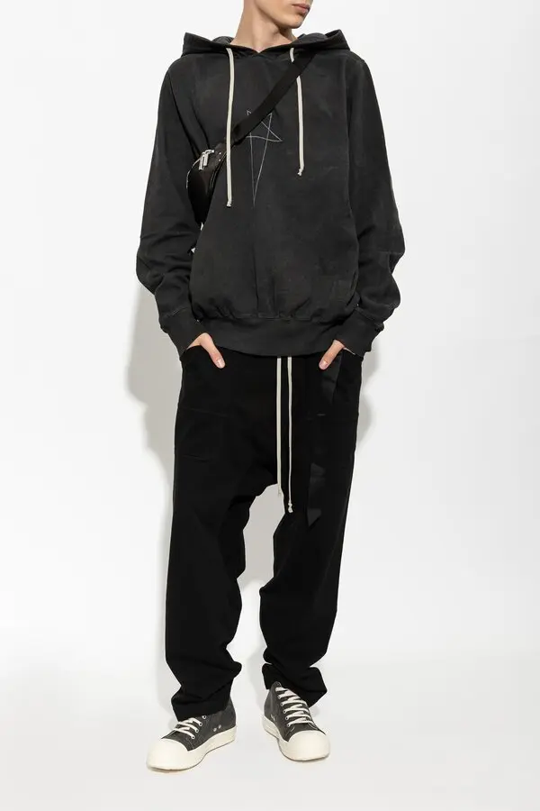 Rick Owens Oversized Distressed Cotton Hoodie