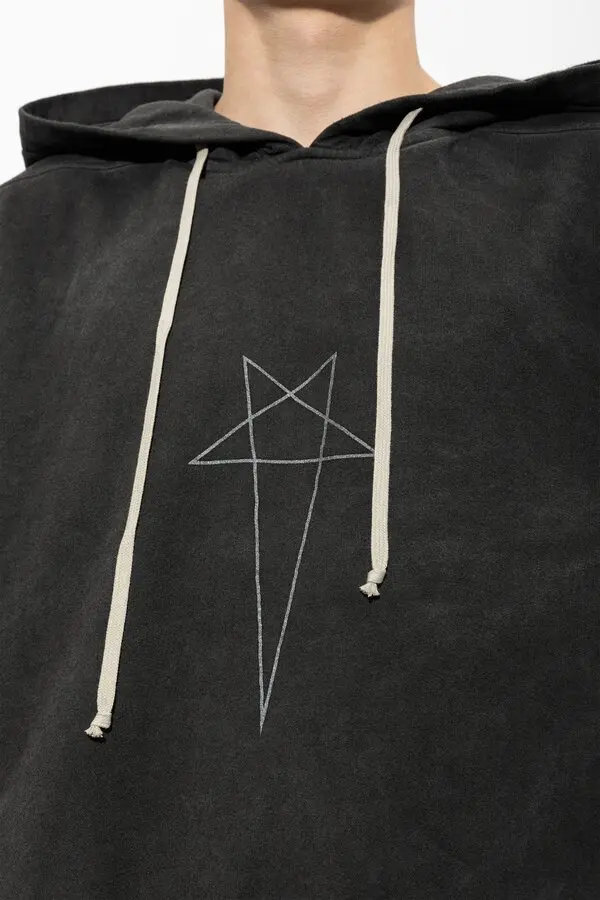 Rick Owens Oversized Distressed Cotton Hoodie