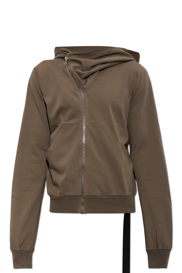 Rick Owens Sweatshirt With Asymmetrical Zipper - Brown