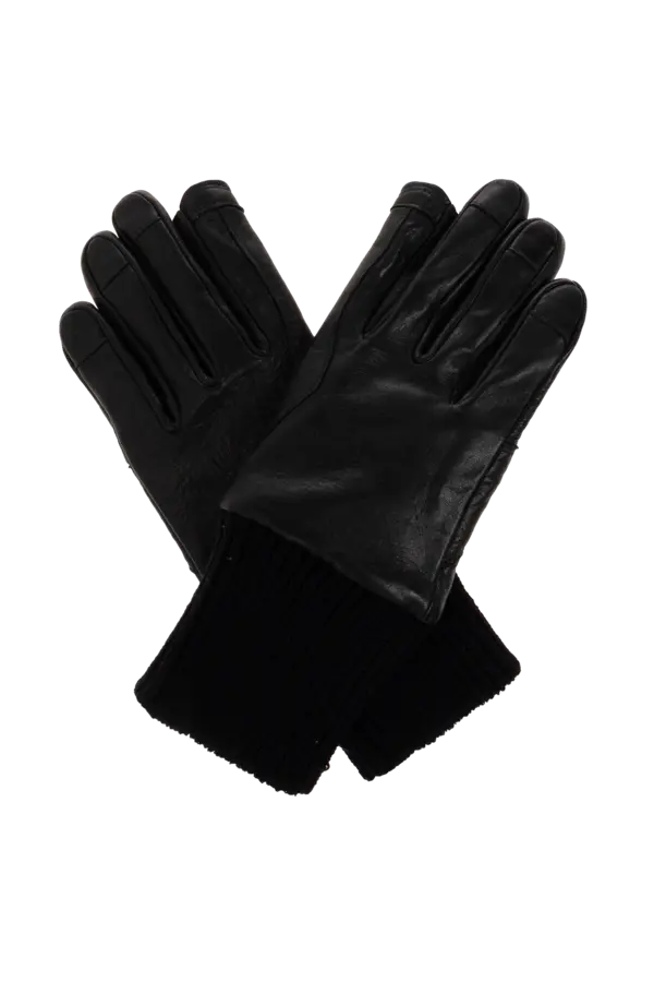 Rick Owens Leather Gloves With Ribbed Cuffs - Black