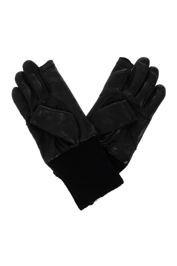 Rick Owens Leather Gloves With Ribbed Cuffs