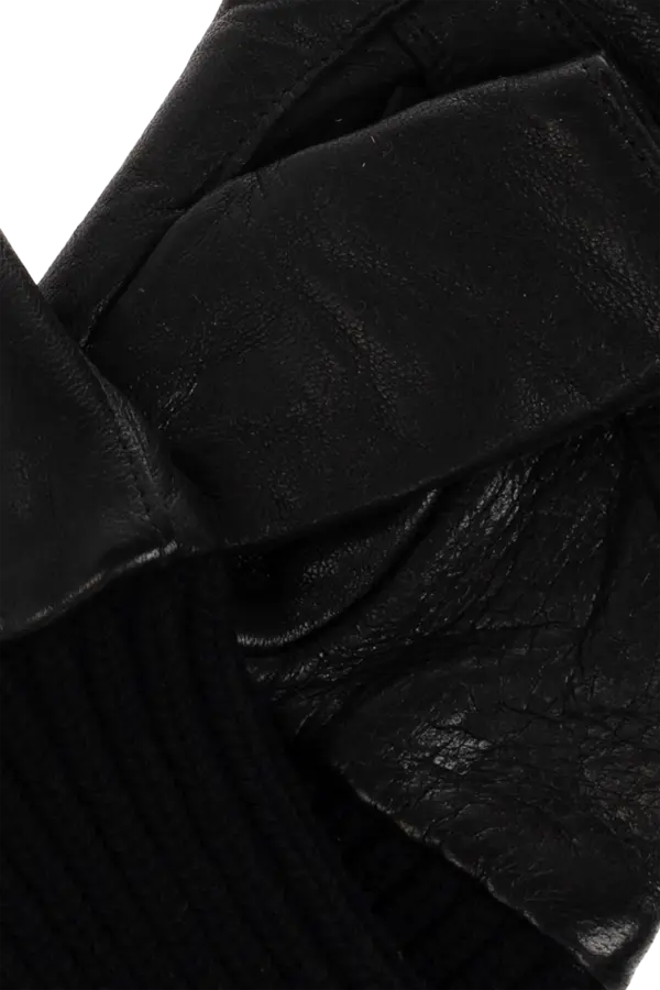 Rick Owens Leather Gloves With Ribbed Cuffs