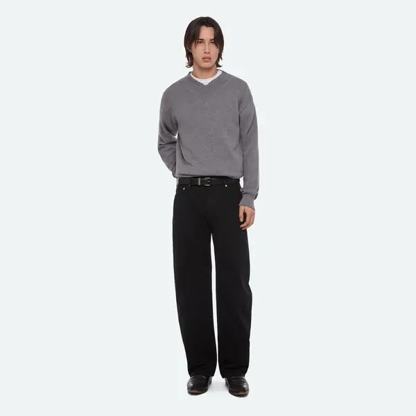 Helmut Lang Distressed V-neck - Grey Melange