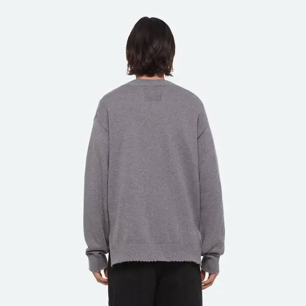 Helmut Lang Distressed V-neck - Grey Melange