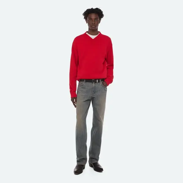 Helmut Lang Distressed V-neck - Rosso