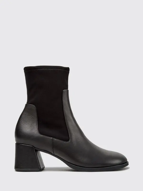Camper Kora Smooth Leather Chelsea Boots With Medium Heel - Black