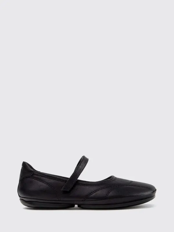 Camper Right Nina Leather Mary Jane Flats With Velcro Strap