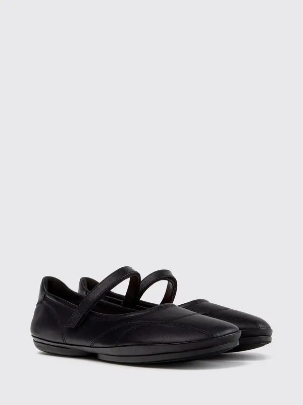 Camper Right Nina Leather Mary Jane Flats With Velcro Strap