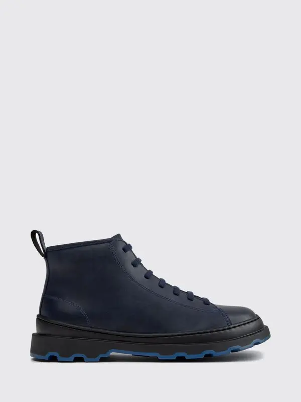 Camper Brutus+ Nubuck Lace-up Boots With Side Zip - Blue