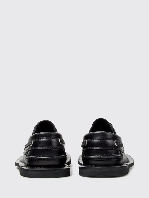 Camper Eki Calfskin Boat Shoes With Asymmetric Square Toe - Black
