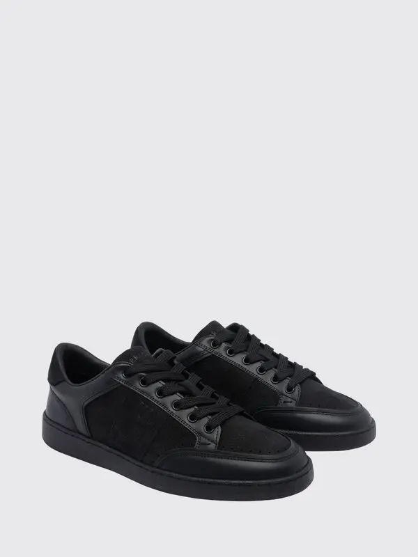 FERRAGAMO Gancini Low-top Sneakers In Calfskin And Nubuck Leather