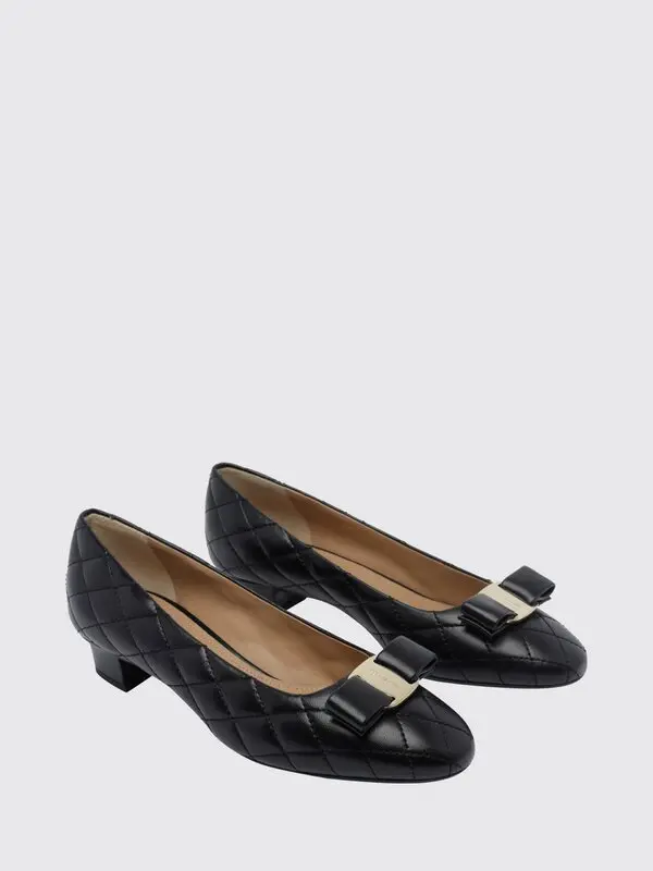 FERRAGAMO Vara Low-heeled Court Shoes In Quilted Nappa Leather