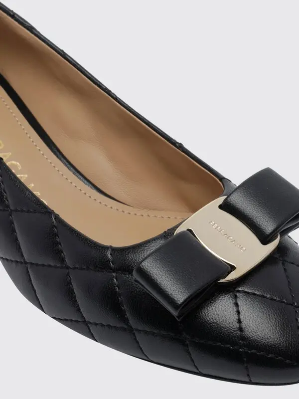 FERRAGAMO Vara Low-heeled Court Shoes In Quilted Nappa Leather