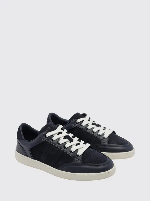 FERRAGAMO Gancini Low-top Sneakers In Calfskin And Nubuck Leather
