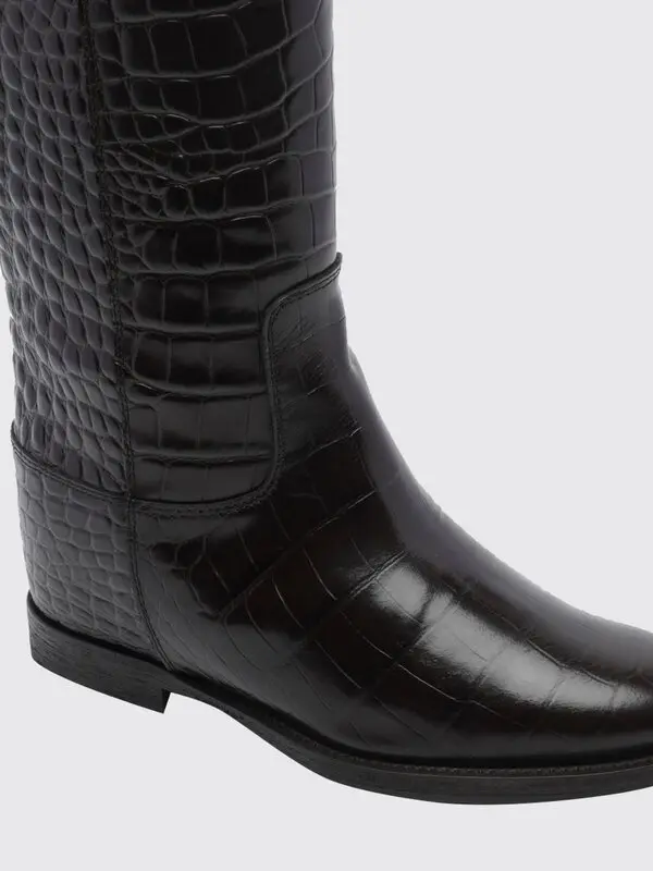 VIA ROMA 15 Knee High Croc Effect Boots - Dark
