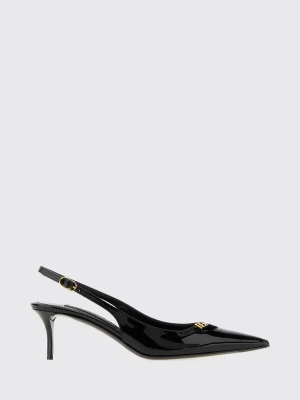 Dolce & Gabbana Patent Leather Slingback Pumps With Dg Monogram - Black