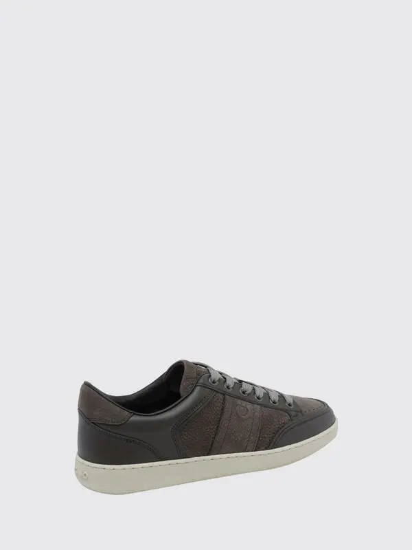 FERRAGAMO Gancini Low-top Sneakers In Calfskin And Nubuck Leather