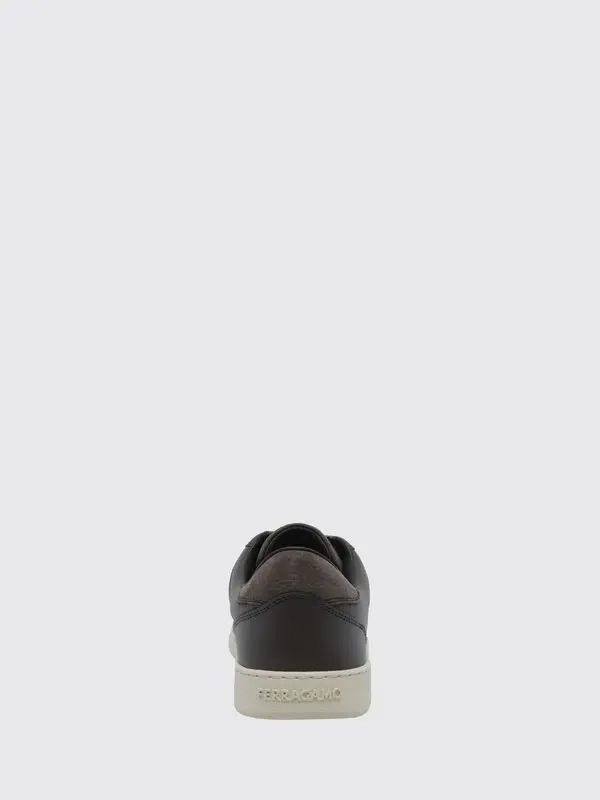 FERRAGAMO Gancini Low-top Sneakers In Calfskin And Nubuck Leather